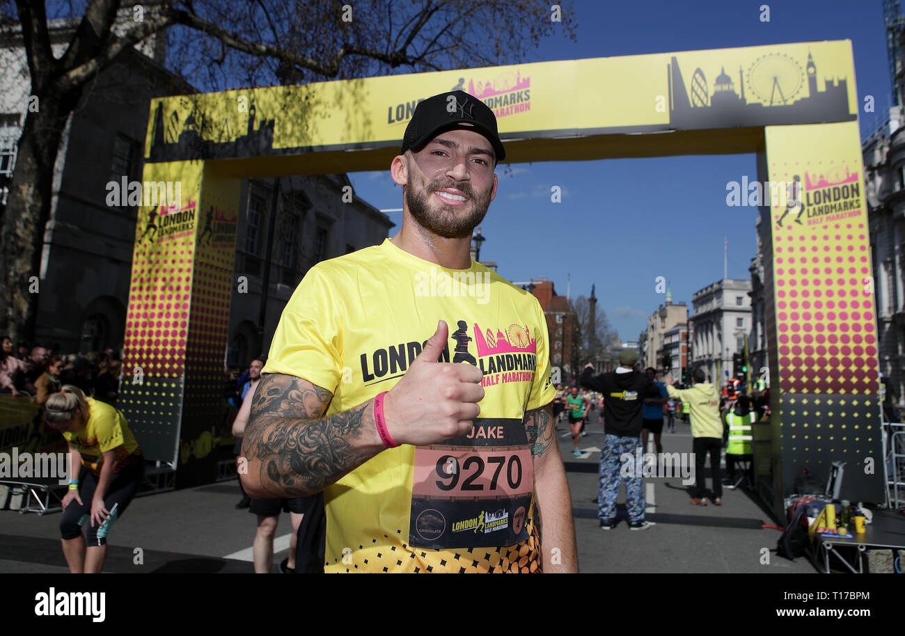 Jake Quickenden crosses the finish line during the 2019 London ...