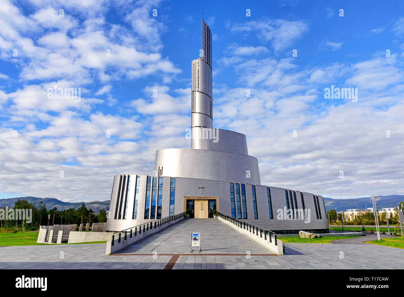 Alta, Norway - August 16, 2016: View of the main entrance side of the ...