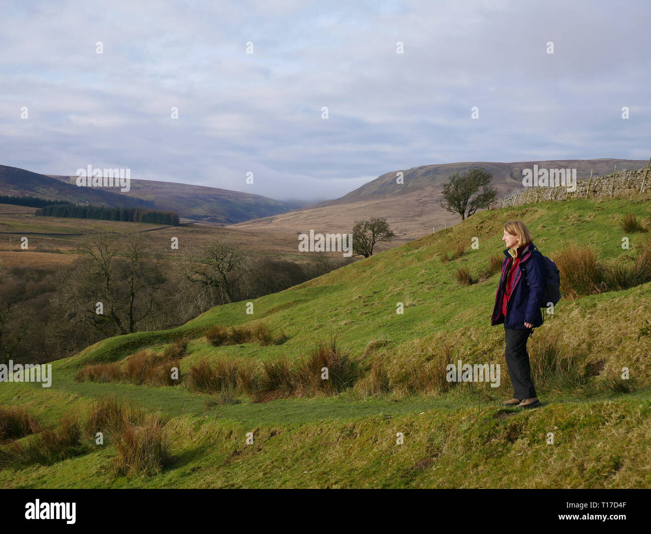 A view of Catlow Fell in winter near Stocks Reservoir in the Forest of ...
