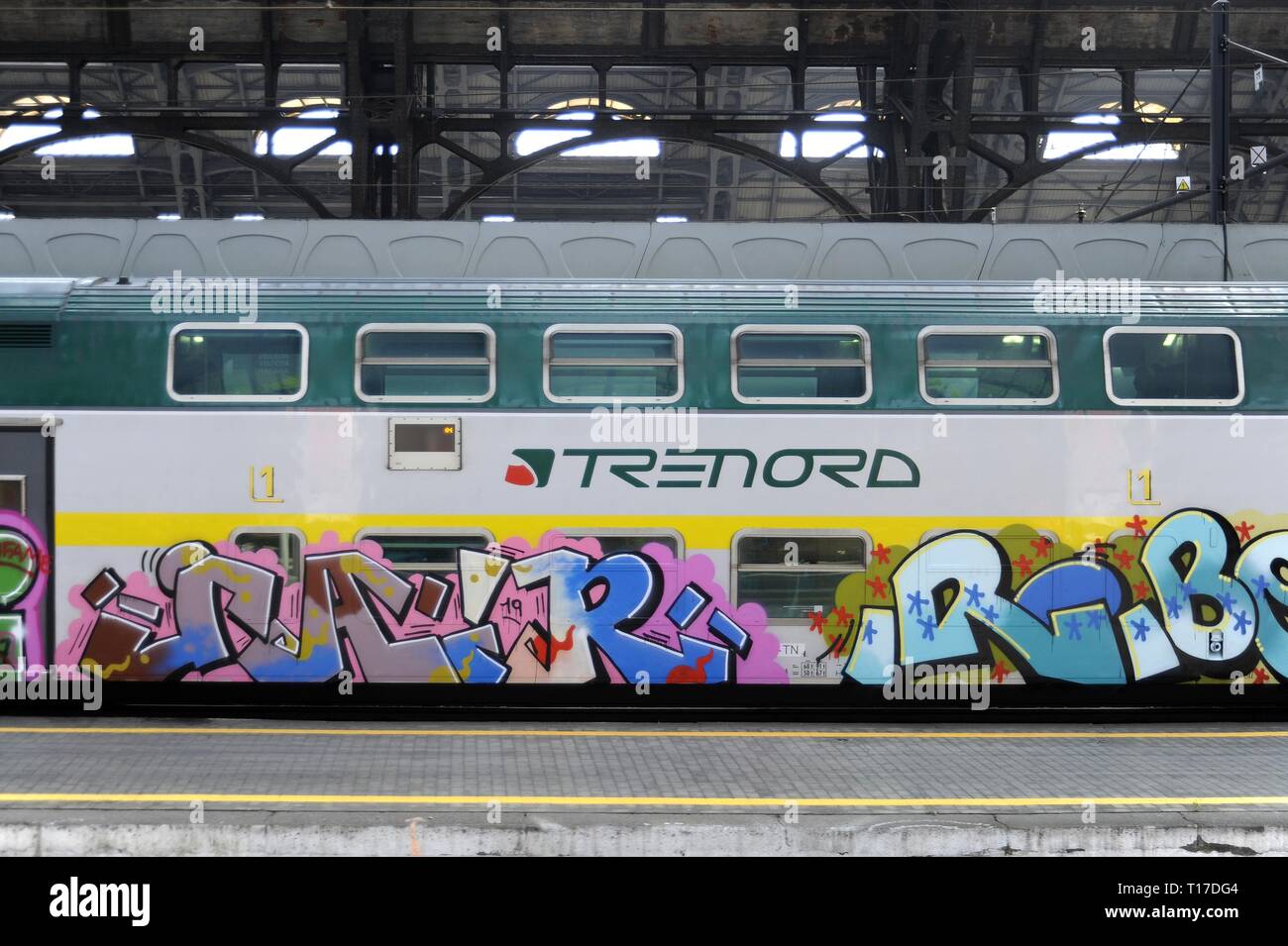 Milan (Italy), Central Station railway station, Trenord regional train ...
