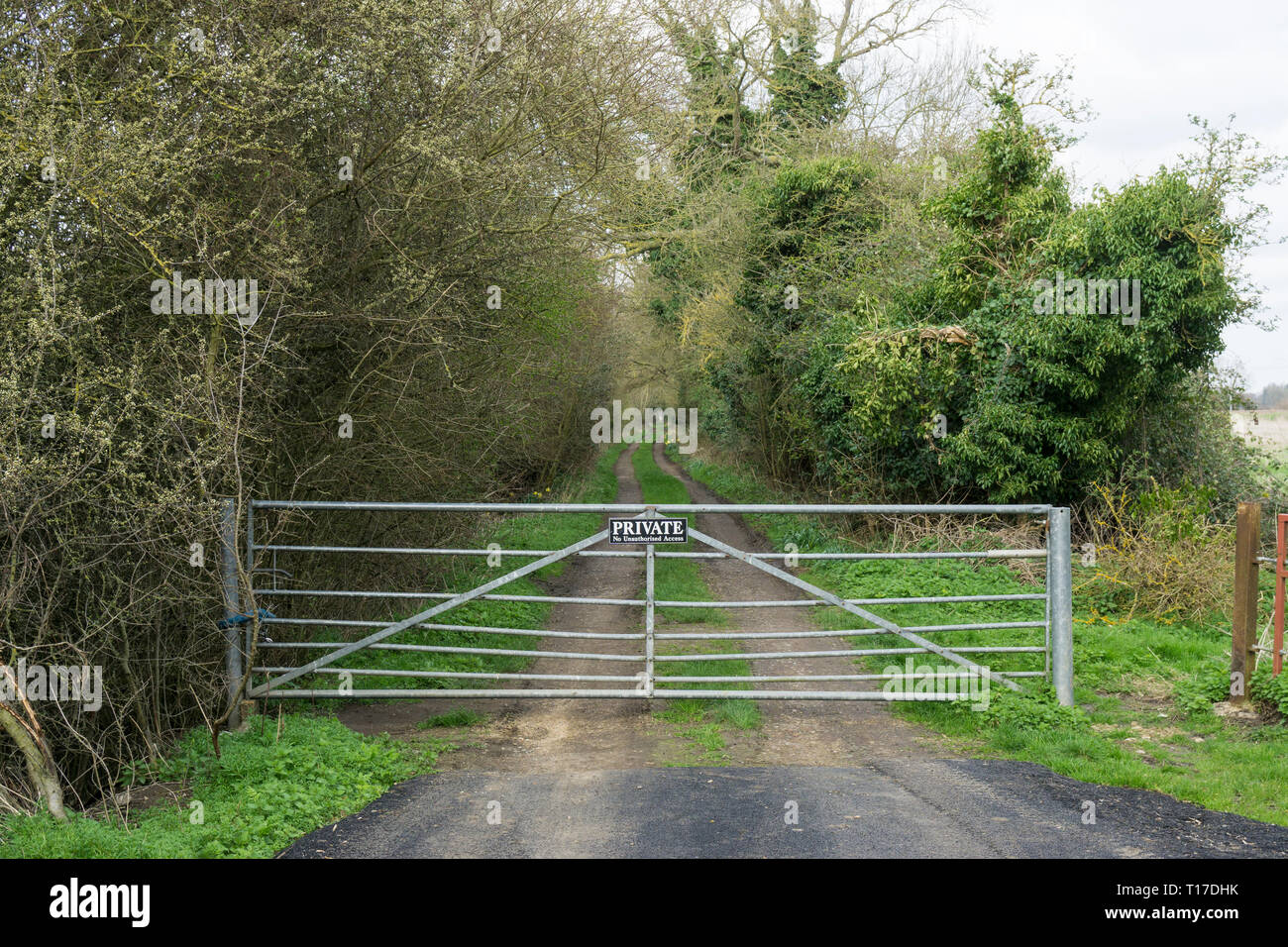 Metal gate with Private sign to private single track lane Milton ...
