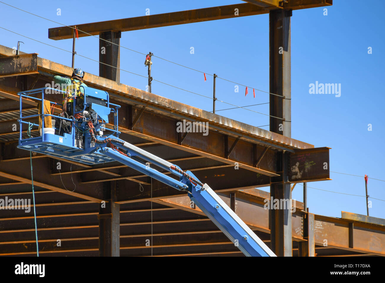 LAS VEGAS, NEVADA, USA - FEBRUARY 2019: A "cherry picker" hydraulic ...