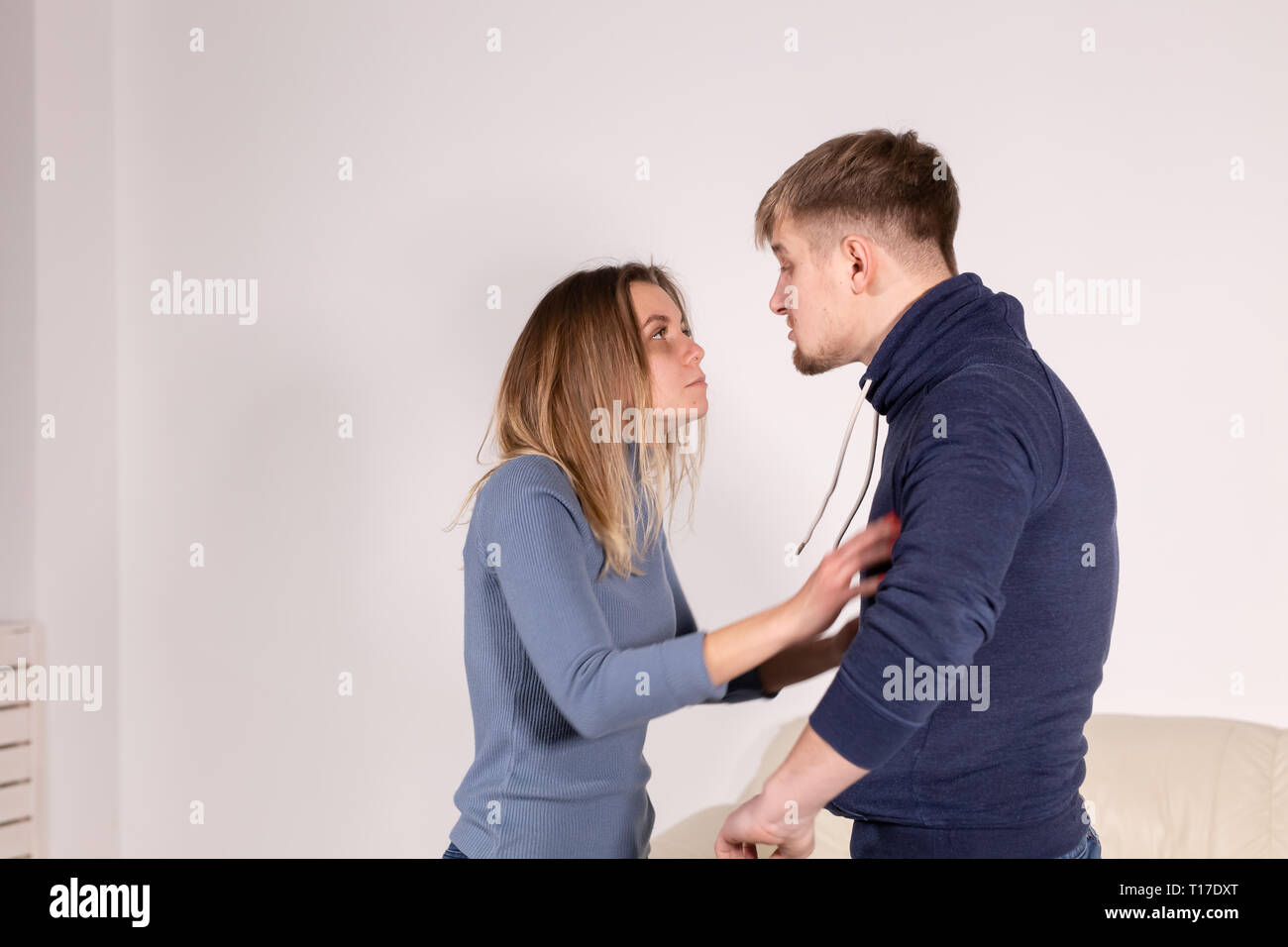 People, abuse and domestic violence concept - Portrait of man beating ...