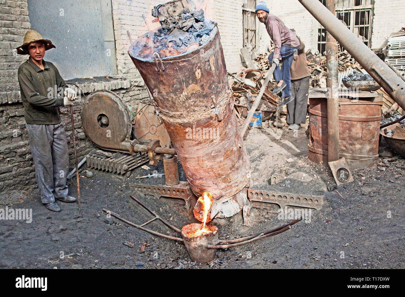 Traditional metal casting in Hotan, Xinjiang Autonomous Region, China ...