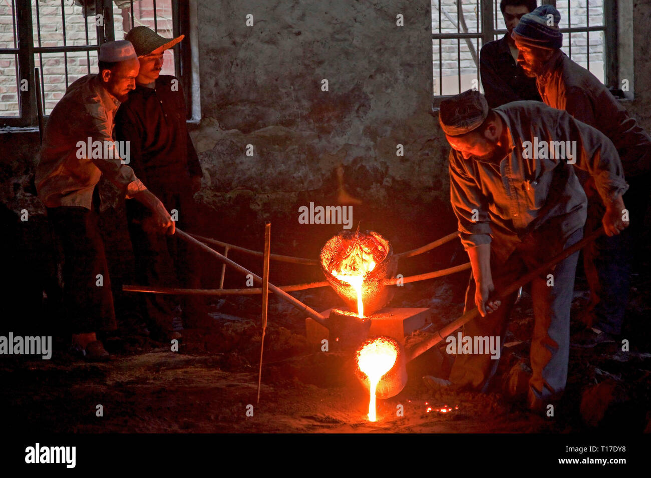 Traditional metal casting in Hotan, Xinjiang Autonomous Region, China ...
