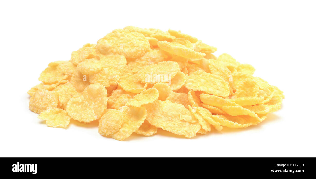 Pile of corn flakes isolated on white background Stock Photo - Alamy