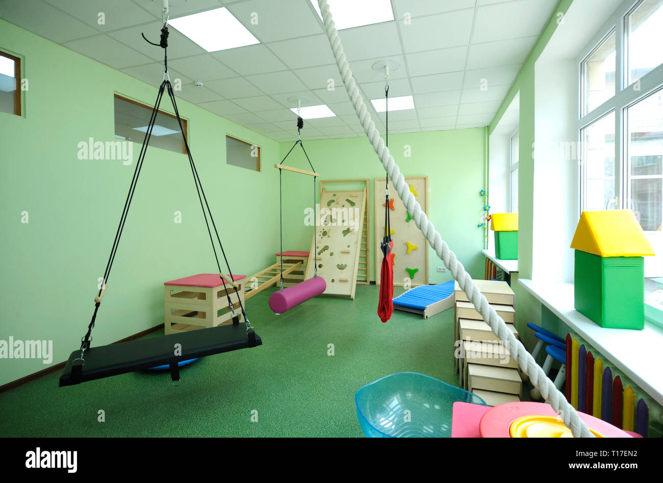 Interior of the physical therapy (rehabilitation) room for Down ...