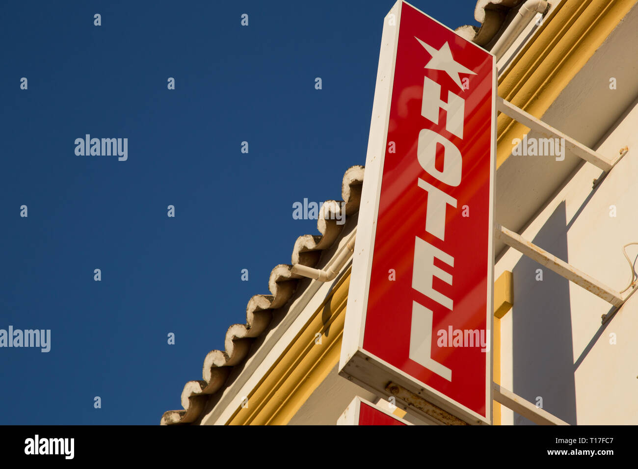 Exterior hotel sign Stock Photo - Alamy
