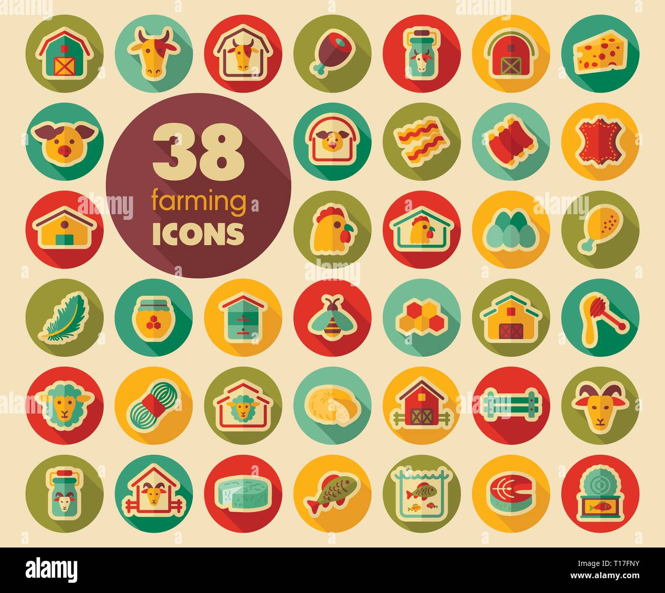 Farm animal icons set. Graph symbol for your web site design, logo, app ...