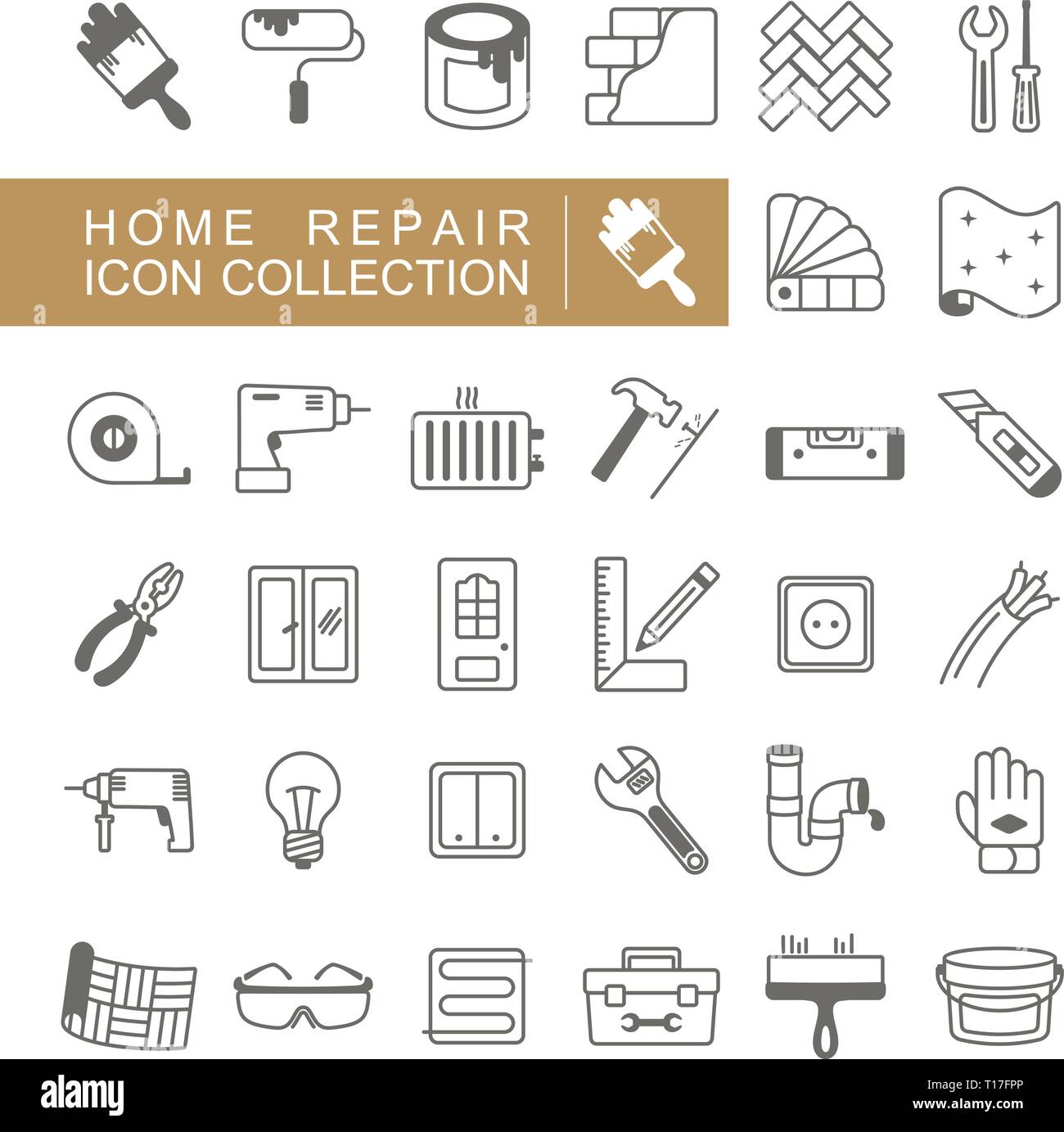 Set of building construction and home repair icons. Vector design and ...