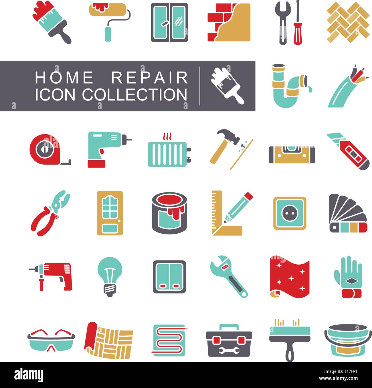 Set of building construction and home repair icons. Vector design and ...