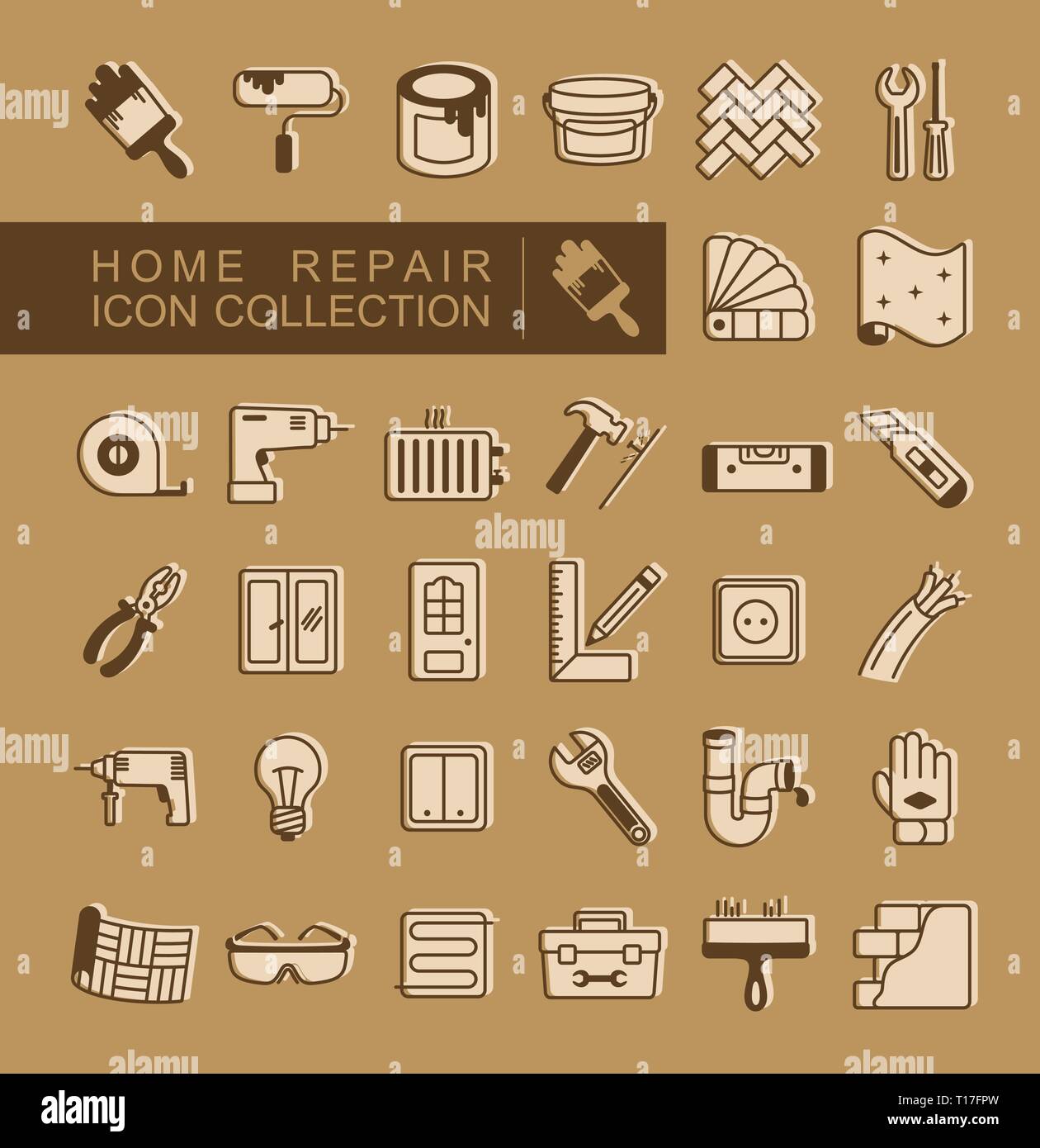 Set of building construction and home repair icons. Vector design and ...