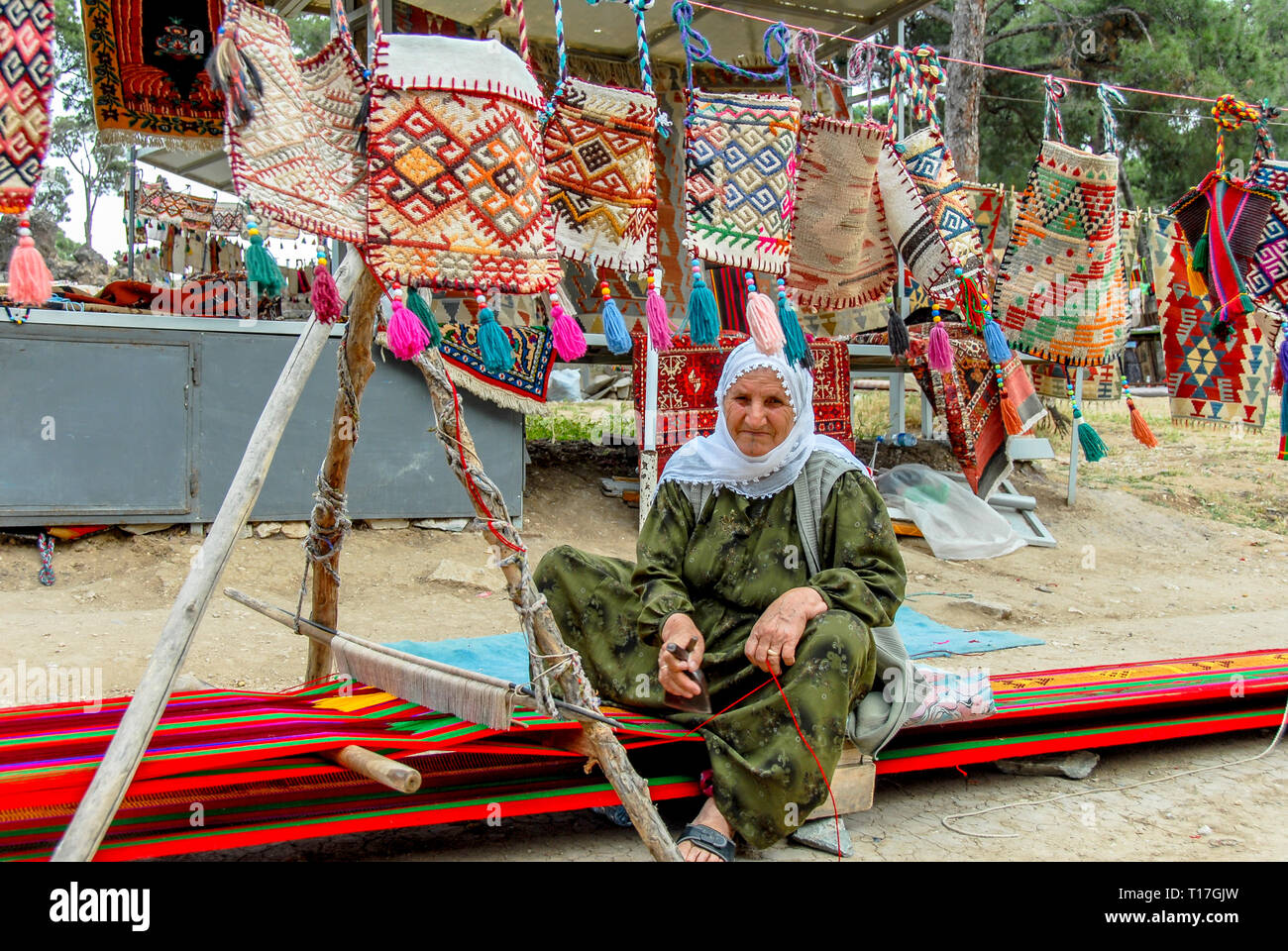 Izmir, Turkey, 20 May 2008: Traditional crafts of Izmir with peasant ...