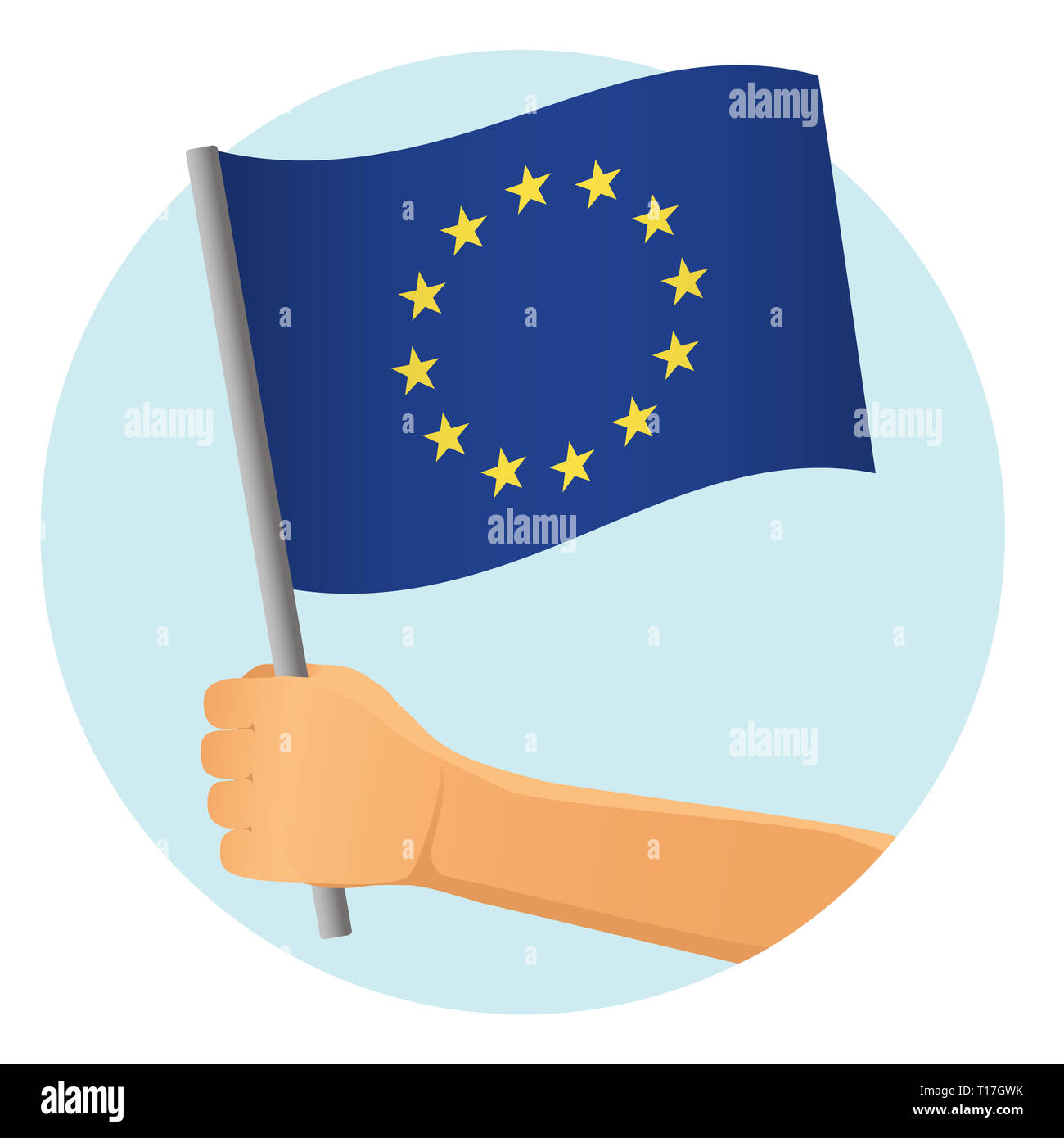 EU flag in hand. Patriotic background. Europe flag illustration Stock ...