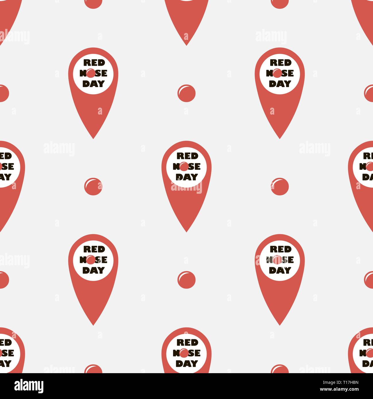 Red nose day. Location point. abstract Seamless vector pattern. 10 eps ...