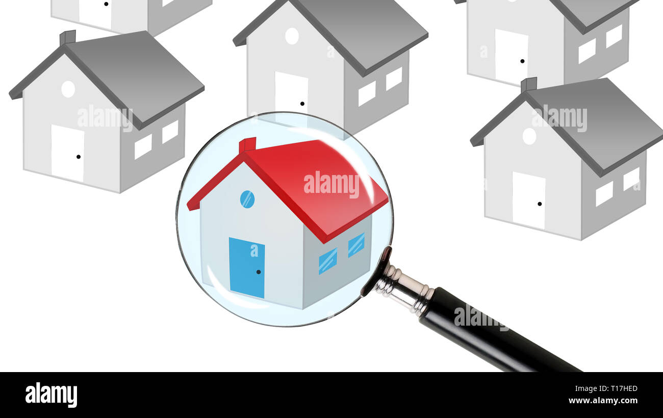 search new home with magnifying glass Stock Photo - Alamy