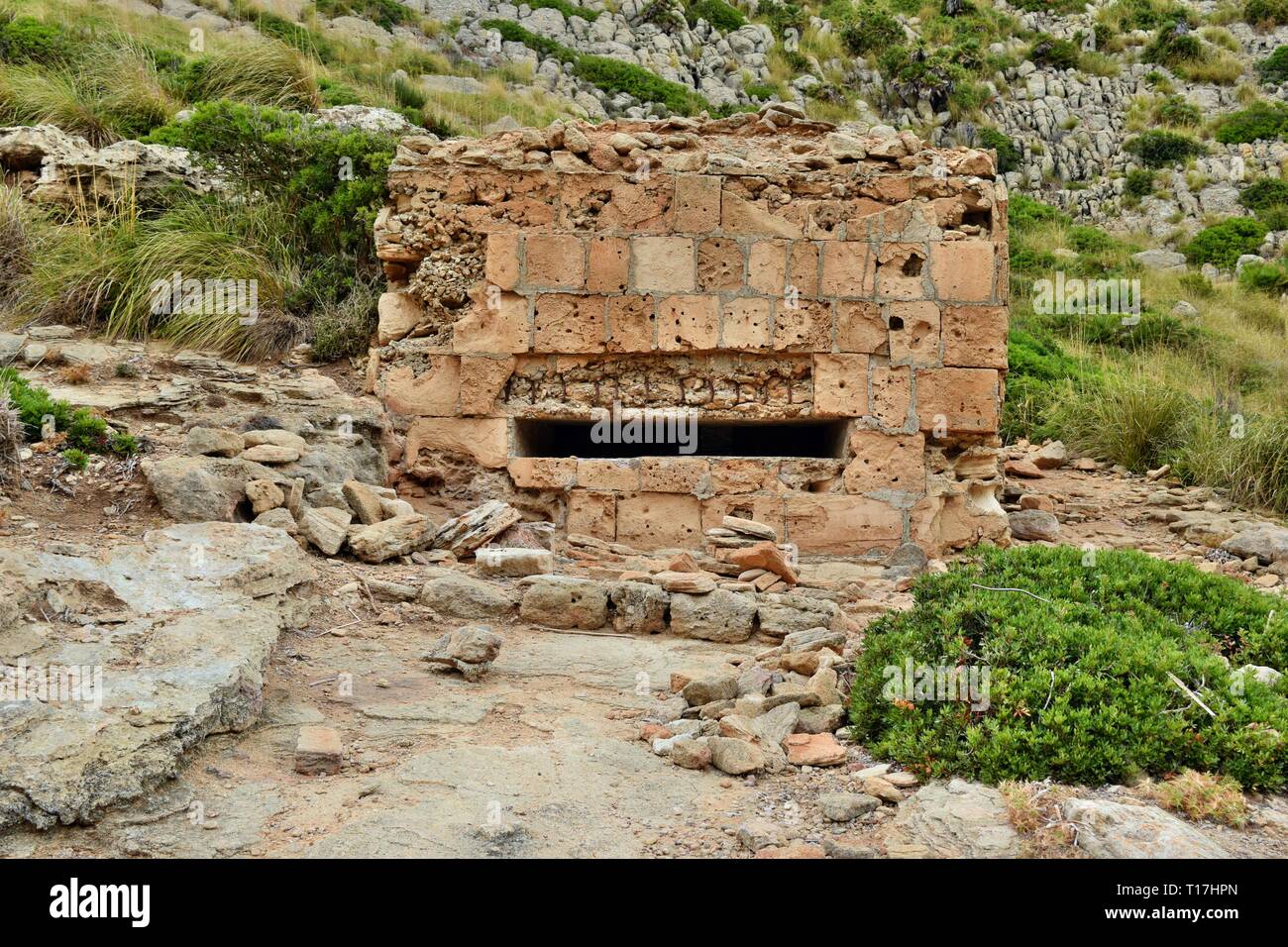 Old fortified fortification of the bunker on the hill to protect the ...