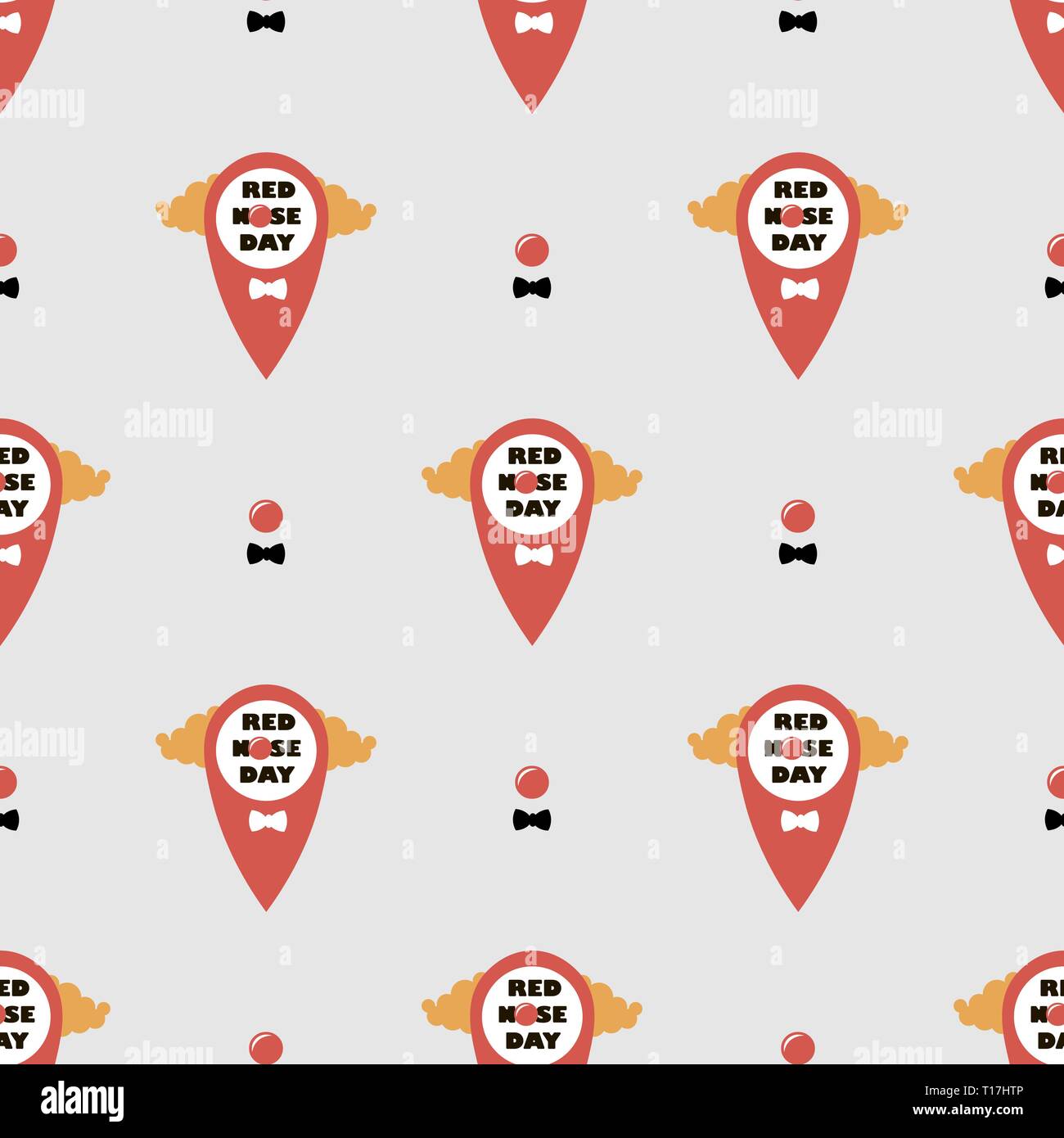 abstract Red nose day print. Seamless vector pattern Smiling and ...