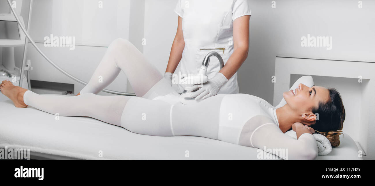Beautiful Woman Having Lpg Massage For Removing Cellulite On Belly