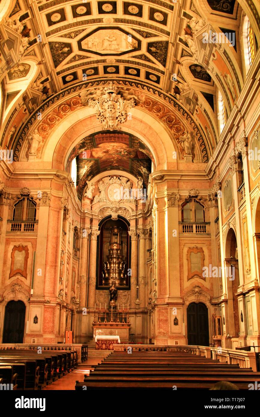 Lisbon, Portugal- March 20, 2019: Altar of Nossa Senhora da Encarnacao ...