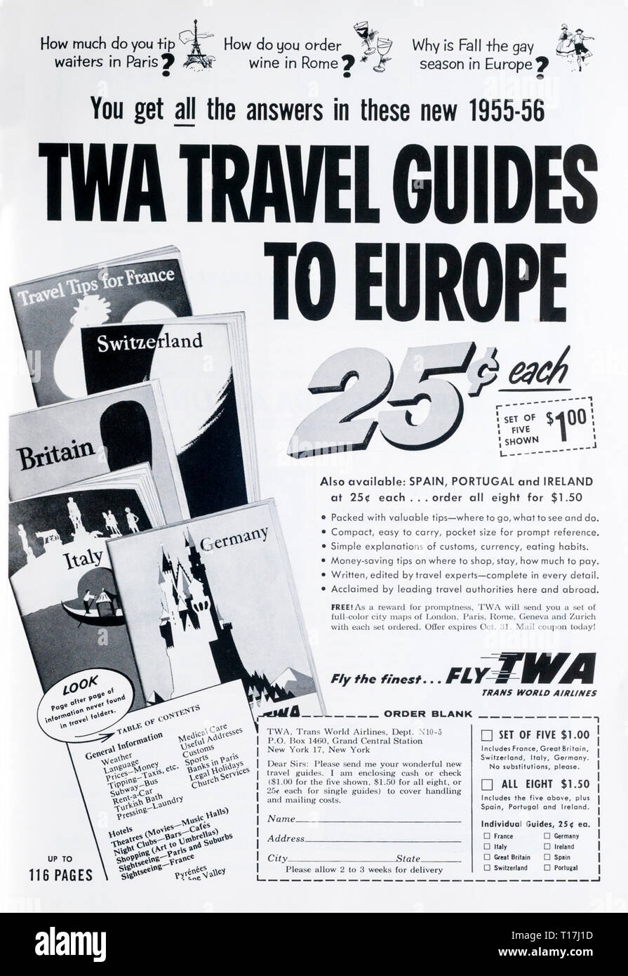 1950s usa twa magazine advert hi-res stock photography and images - Alamy