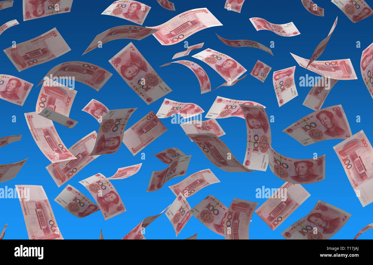 Flying Chinese Yuan (isolated with clipping path Stock Photo - Alamy