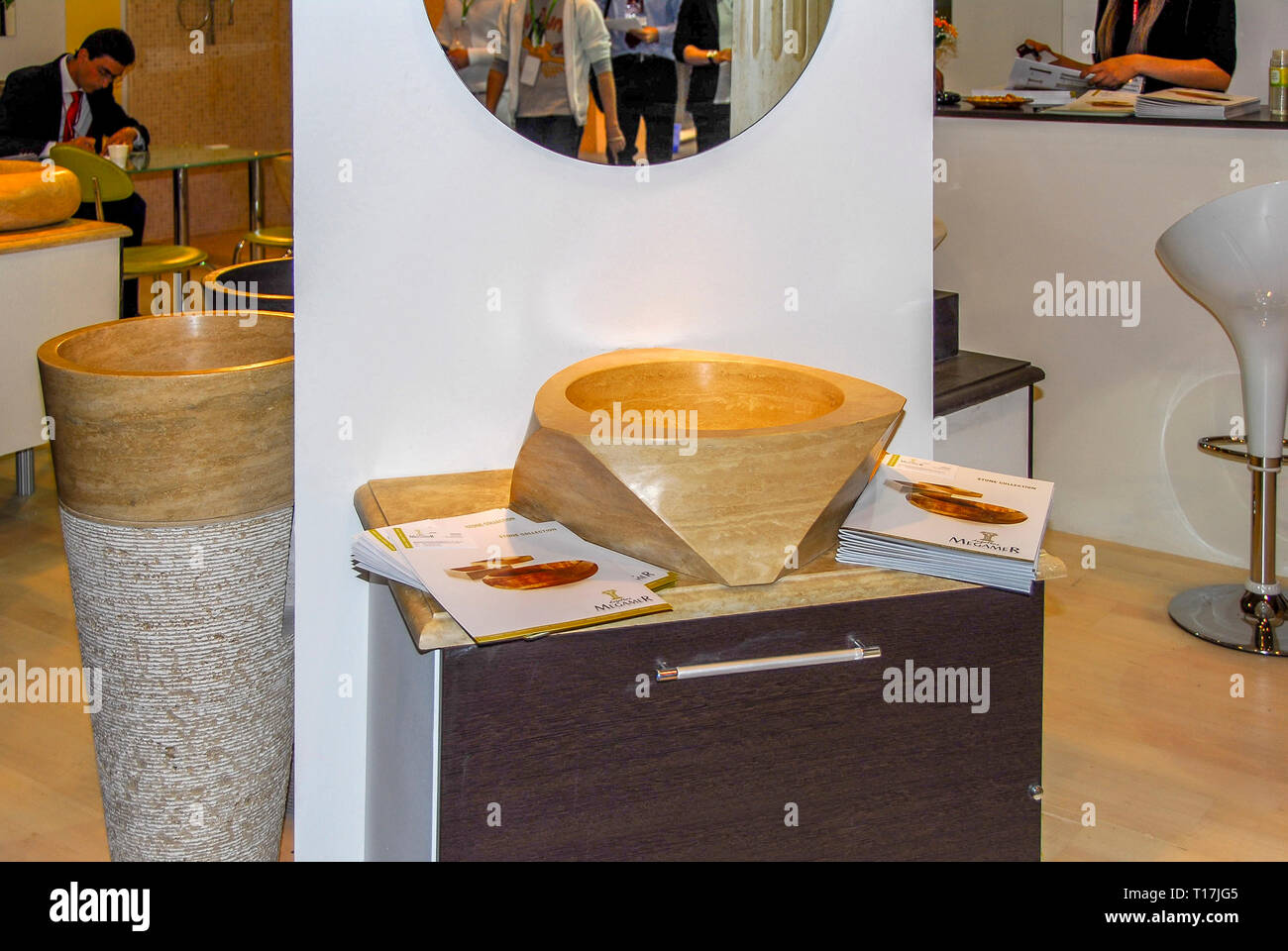 Izmir, Turkey, 24 March 2010: Izmir Natural Stone Fair, Travertine Sink ...