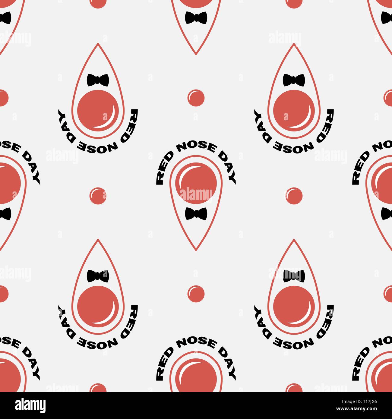 Cartoon abstract Vector Red nose day Seamless pattern. 10 eps Stock ...