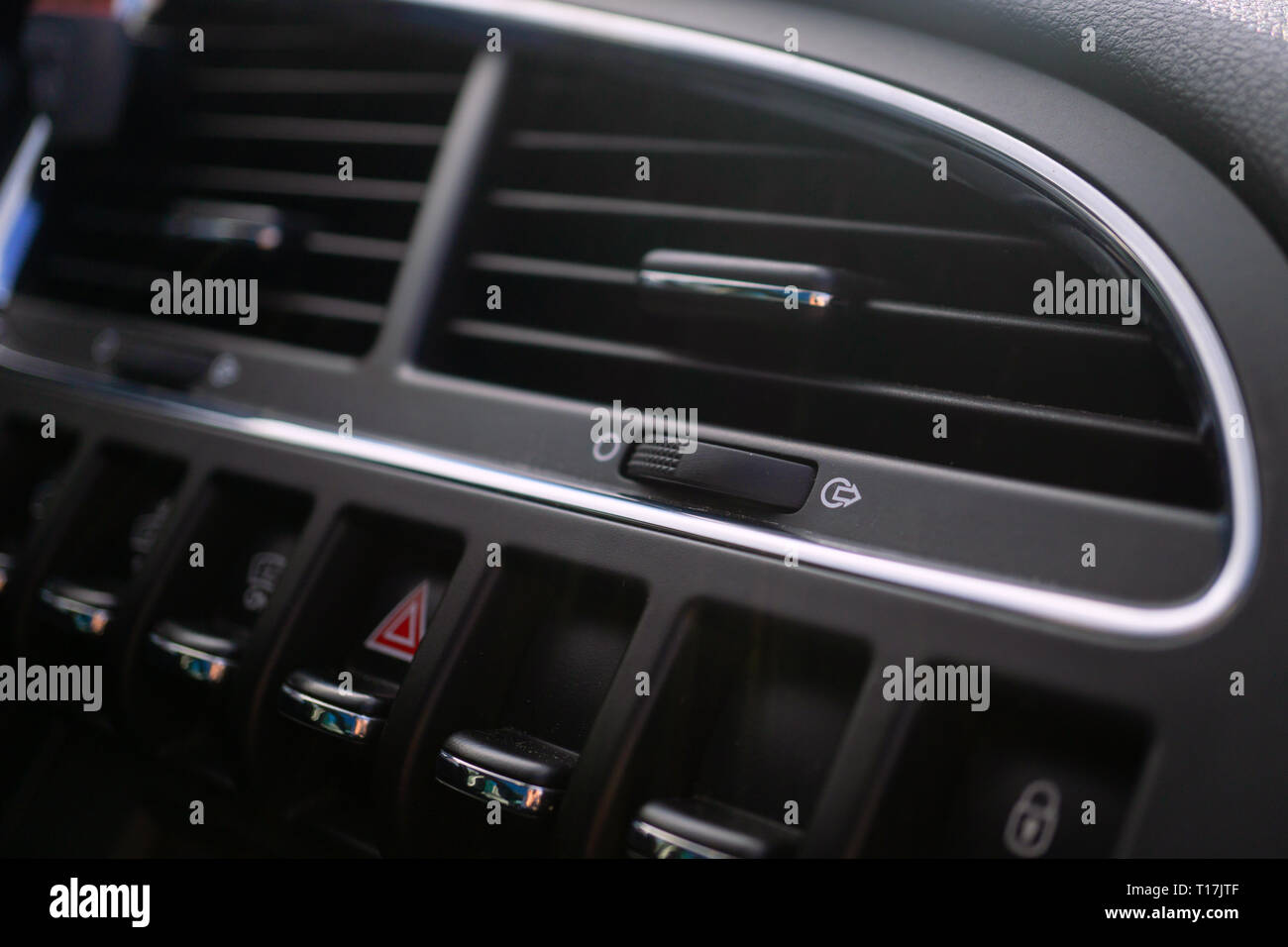 Car conditioner. The air flow inside the car. Detail interior. Air ...