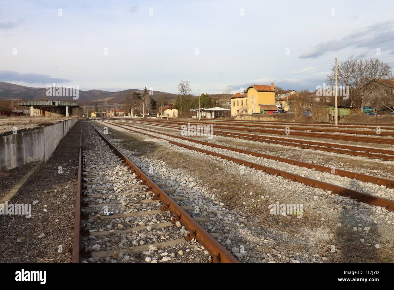Top view on Train Tracks. Close up of train tracks. Railway close up ...