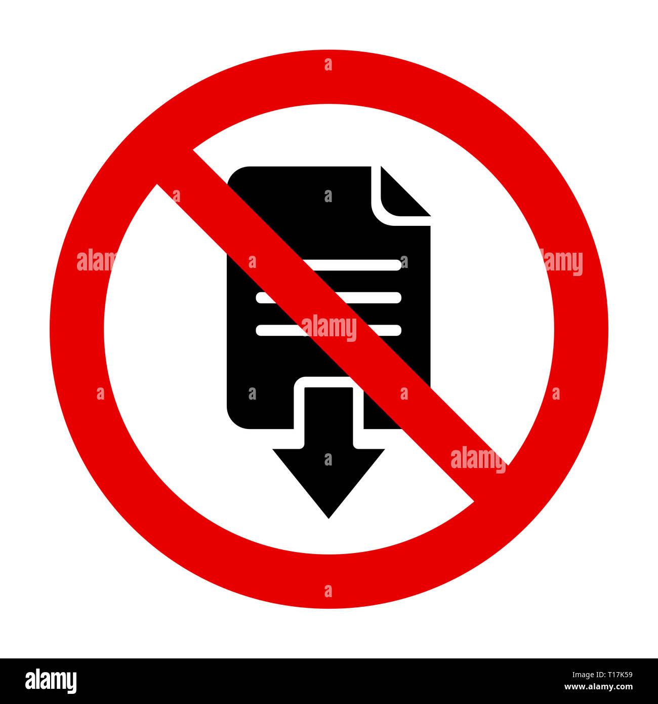 Document download and prohibition sign Stock Photo - Alamy