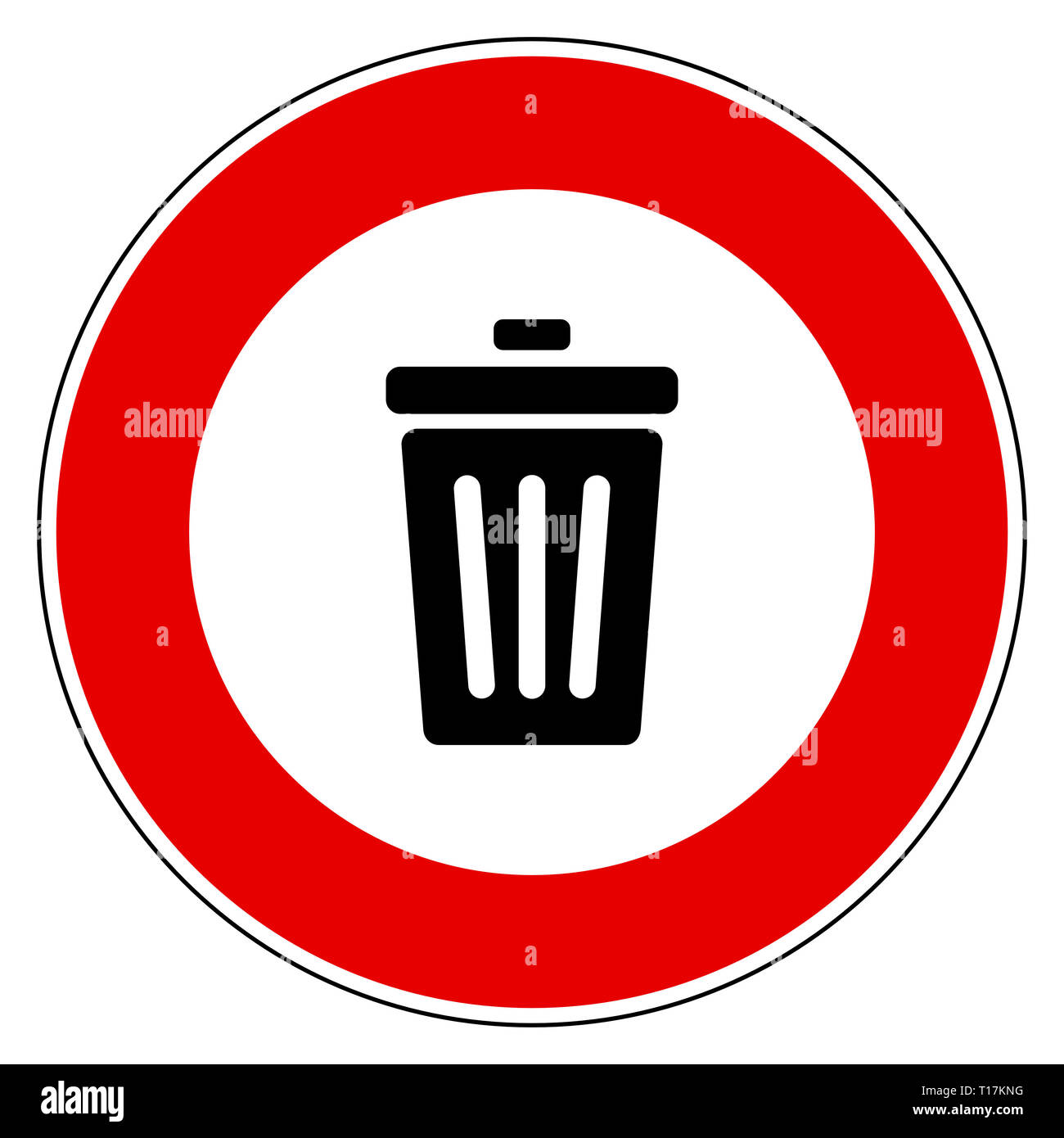 Waste bin and prohibition sign Stock Photo - Alamy