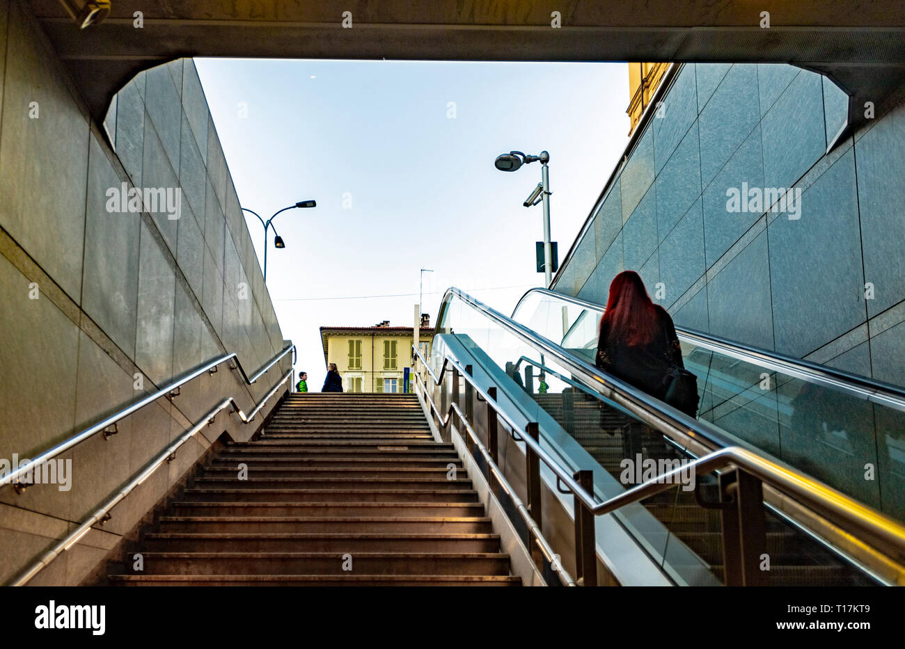 Italy Piedmont Turin - Stair and escalator in subway Stock Photo - Alamy