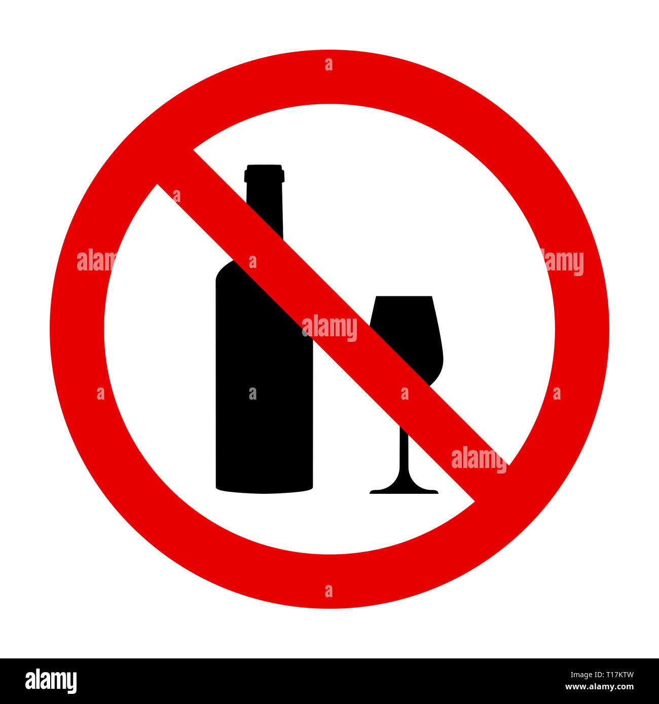 Wine glass and prohibition sign Stock Photo - Alamy