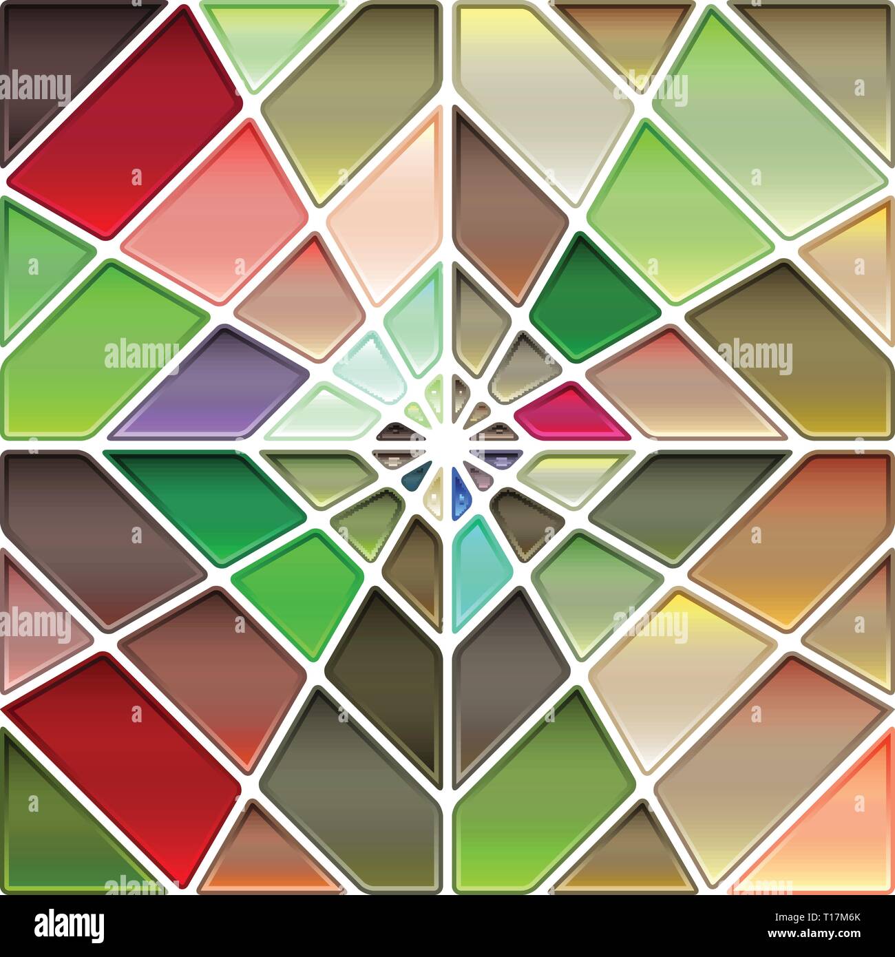 abstract vector stained-glass mosaic background - green and red rhombus ...