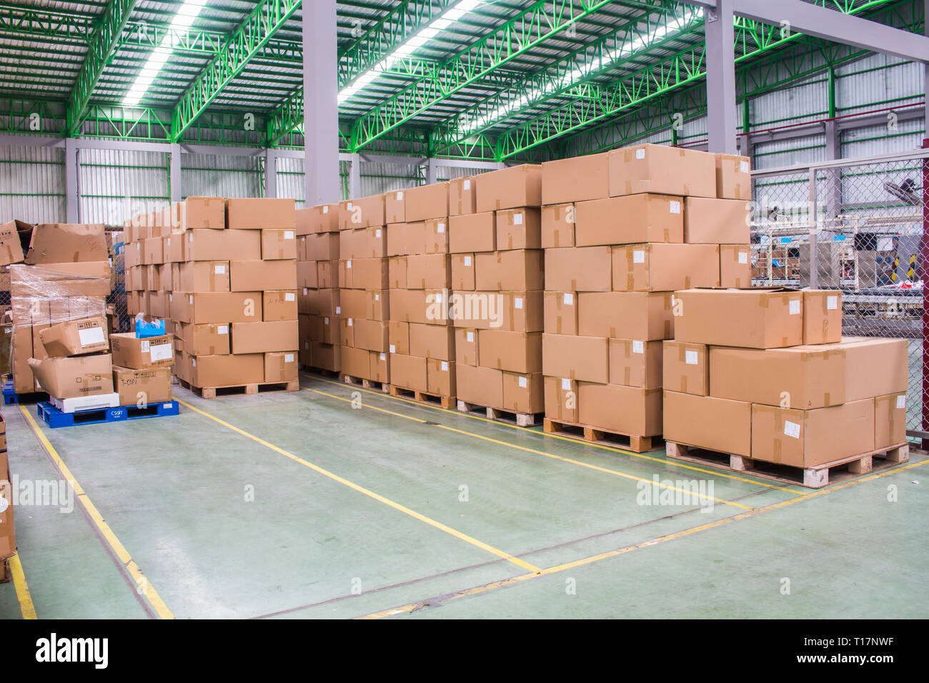 The Yellow Line breaks of empty space for keep material boxes or ...