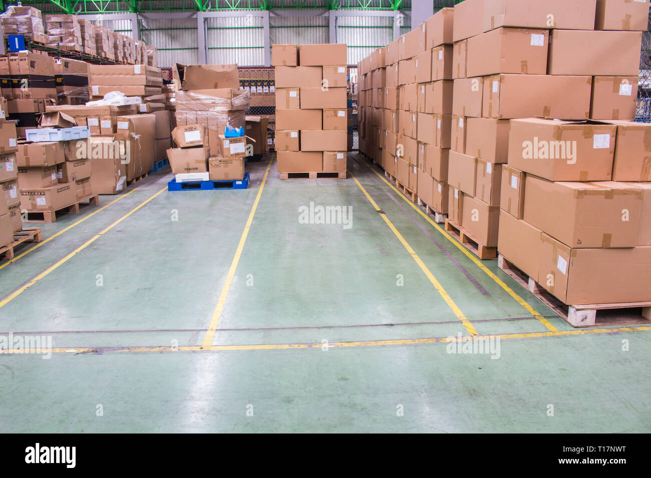 The Yellow Line breaks of empty space for keep material boxes or ...