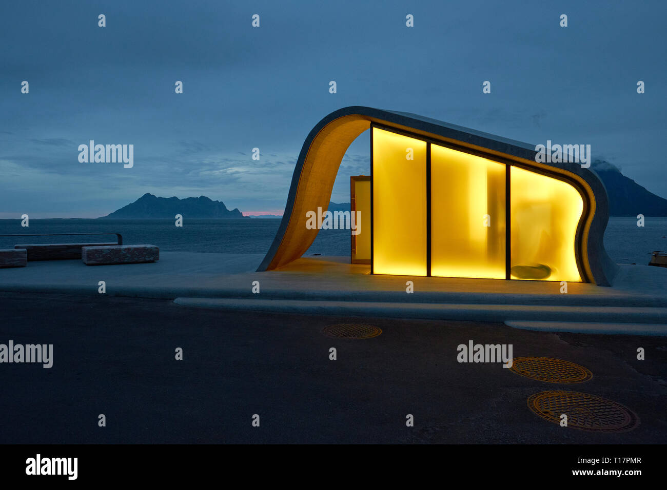 The wave shaped concrete and glass architecture of Ureddplassen rest ...