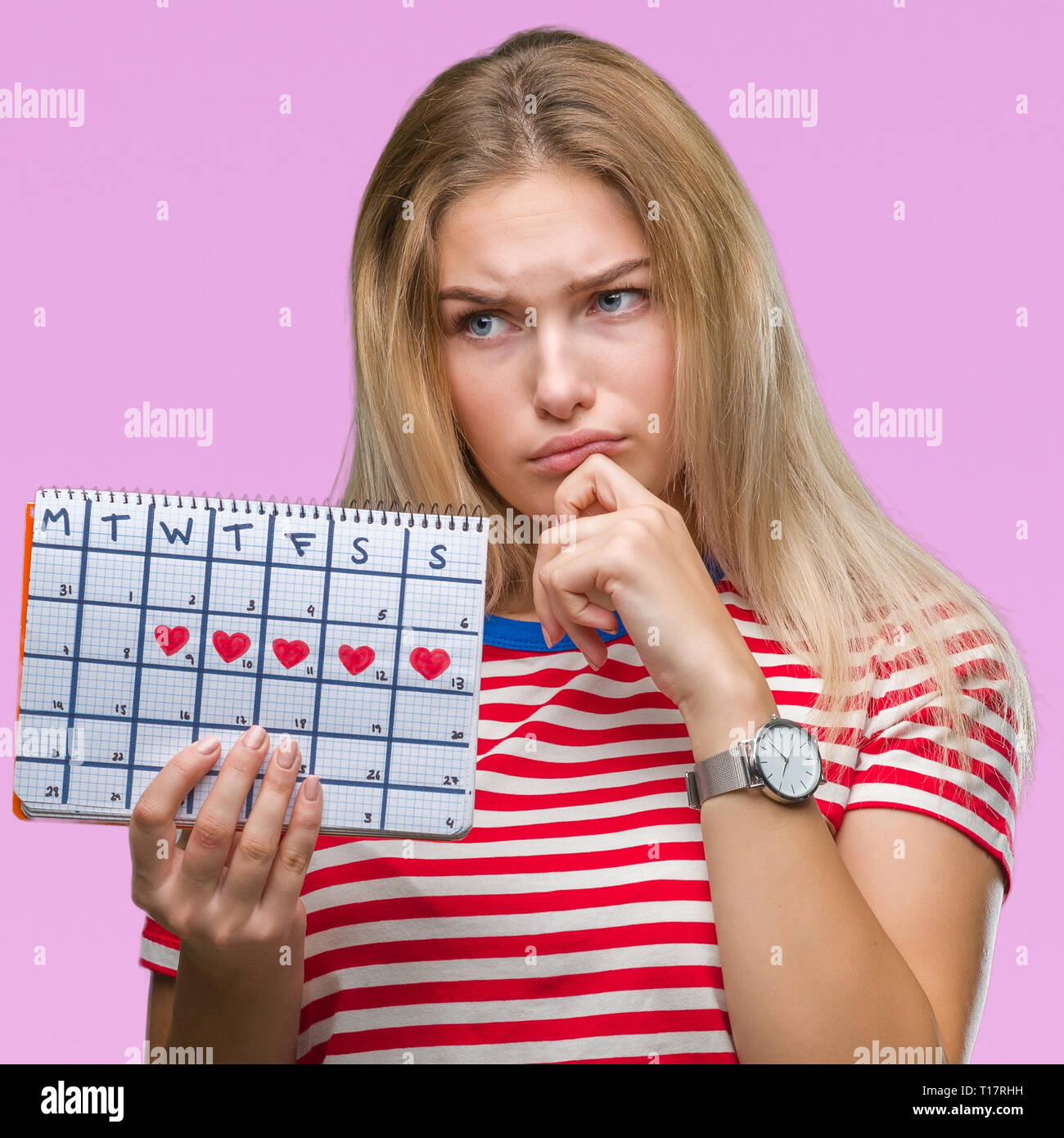 Woman and calendar and confused hi-res stock photography and images - Alamy