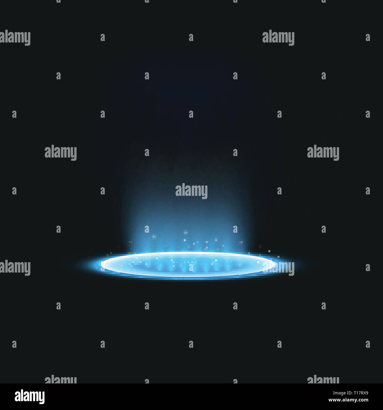 Futuristic teleport. Magic fantasy portal. Light effect. Blue candles ...