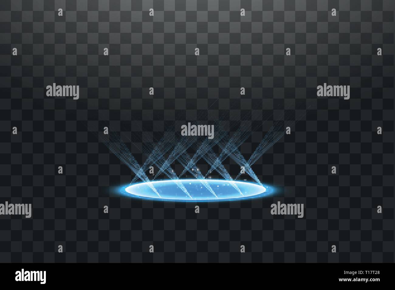 Futuristic teleport. Magic fantasy portal. Light effect. Blue candles ...