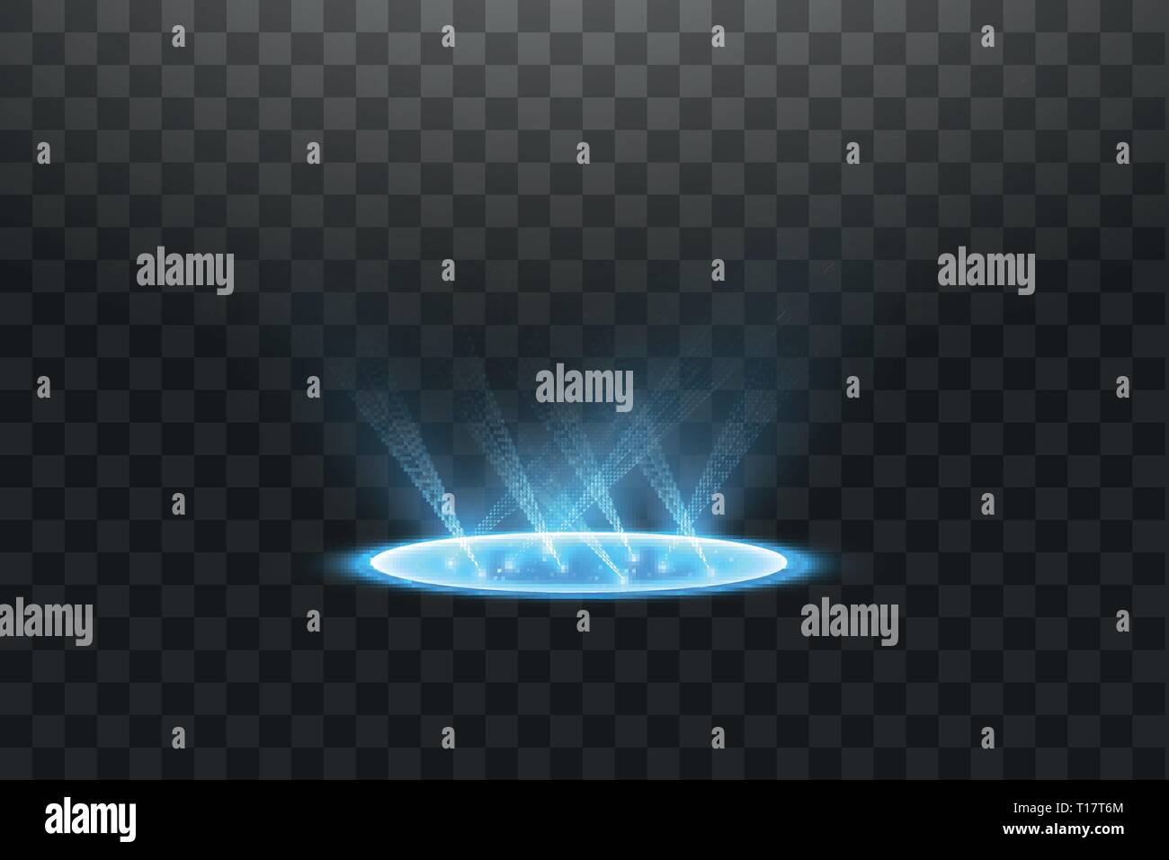 Futuristic teleport. Magic fantasy portal. Light effect. Blue candles ...