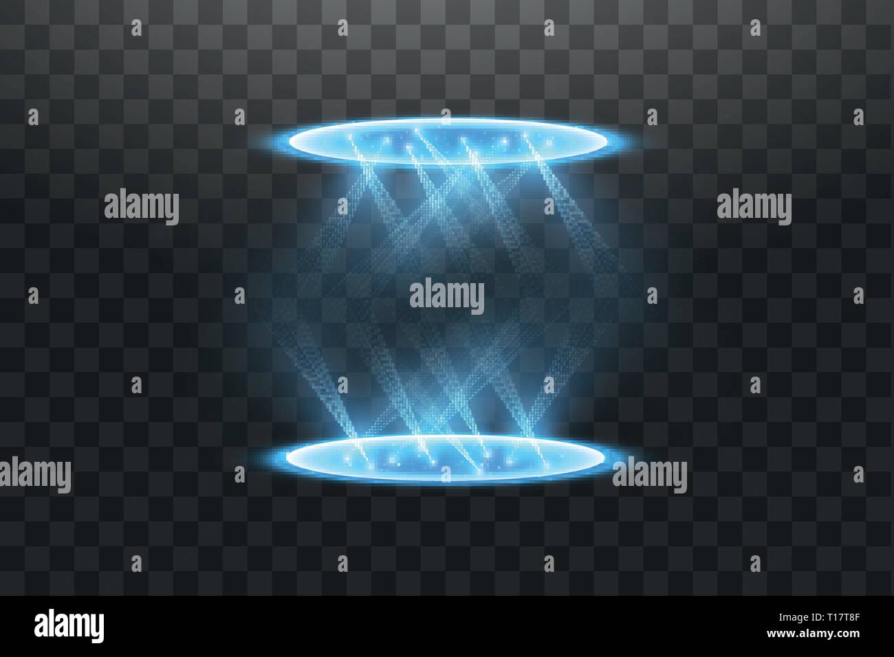 Futuristic teleport. Magic fantasy portal. Light effect. Blue candles ...