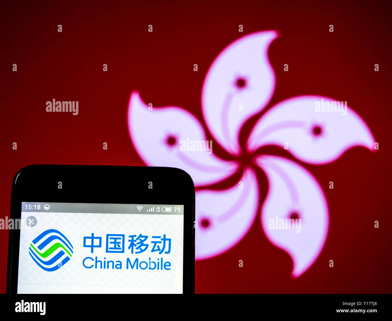 In this photo illustration a China Mobile Limited logo seen displayed ...