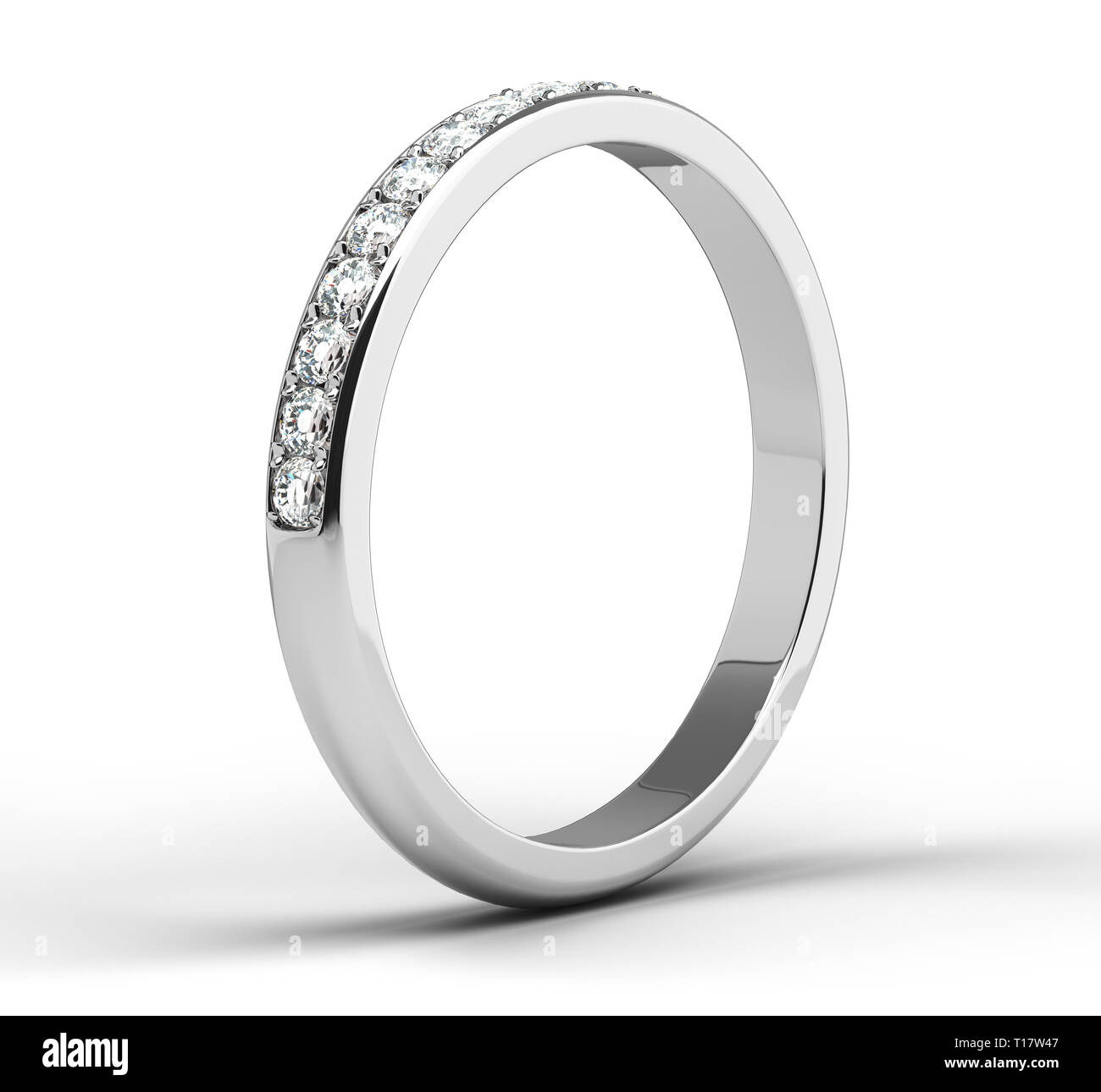 Single diamond wedding ring on white background Stock Photo - Alamy