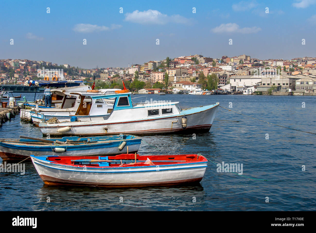Istanbul, Turkey, 21 April 2006: Boats at Balat, Halic Stock Photo - Alamy