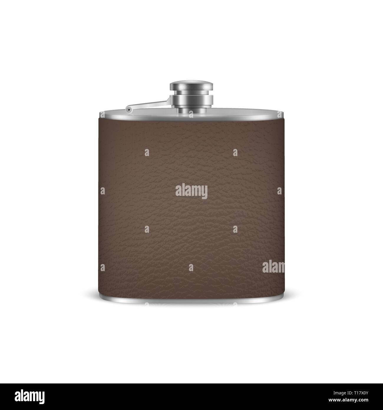 Vector 3d Realistic Silver Leather Blank Stainless Steel Hip Flask ...