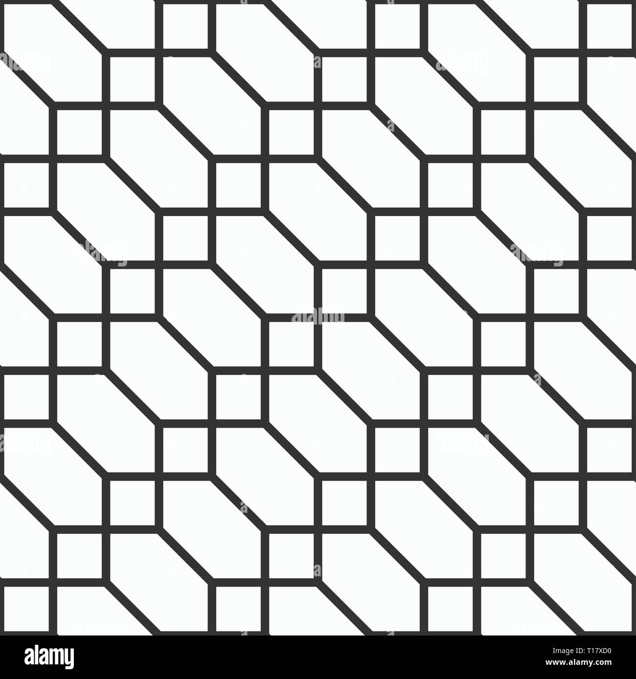 Abstract seamless pattern of hexagons and squares. Diagonal arrangement ...