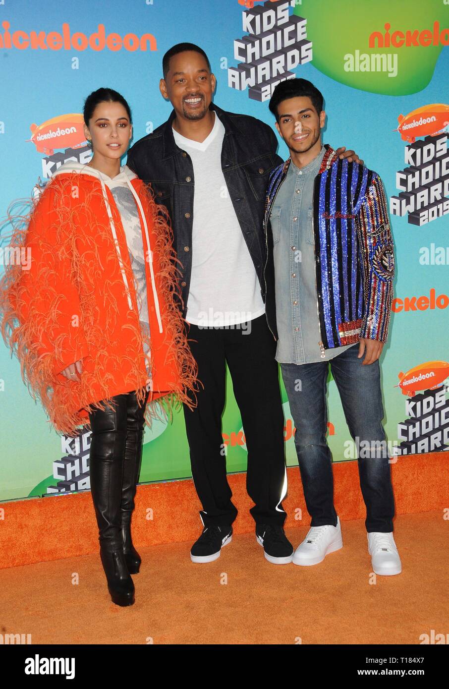 Los Angeles, CA, USA. 23rd Mar, 2019. Naomi Scott, Will Smith, Mena ...