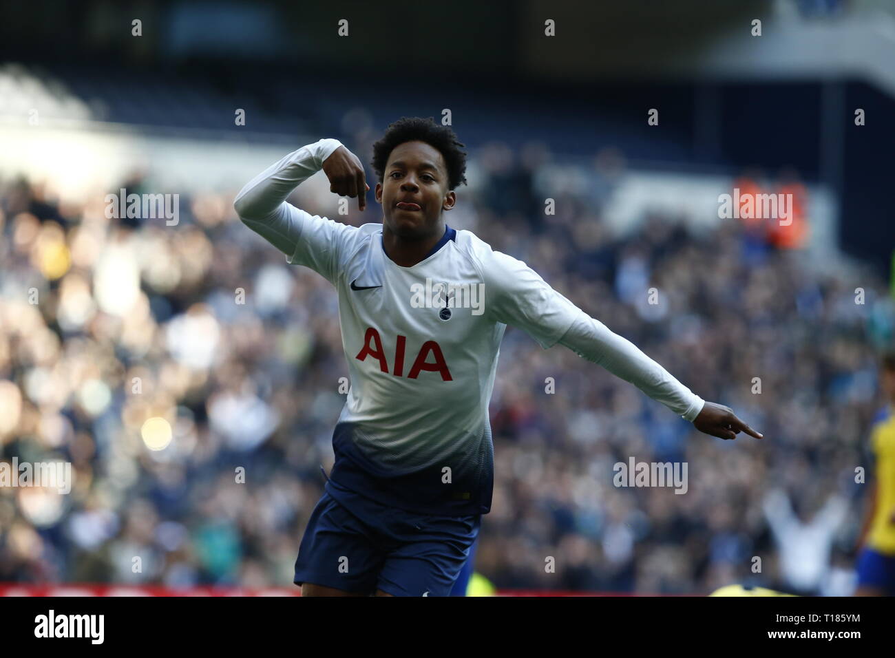 London, UK. 24th Mar 2019. J'Neil Bennett of Tottenham celebrate first ...